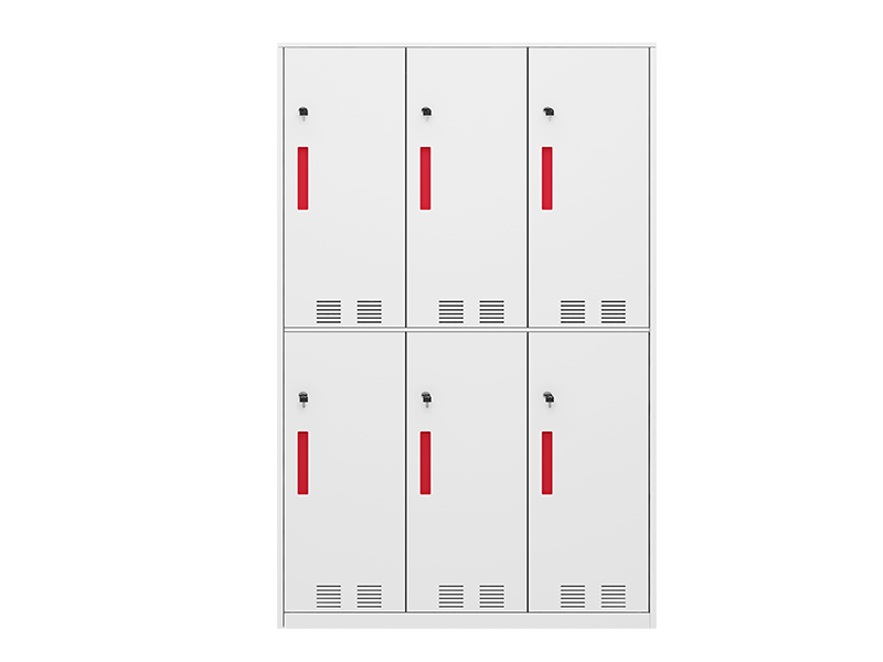 Marine Locker- Six Door（White + Red Handles） - HISEA FURNITURE